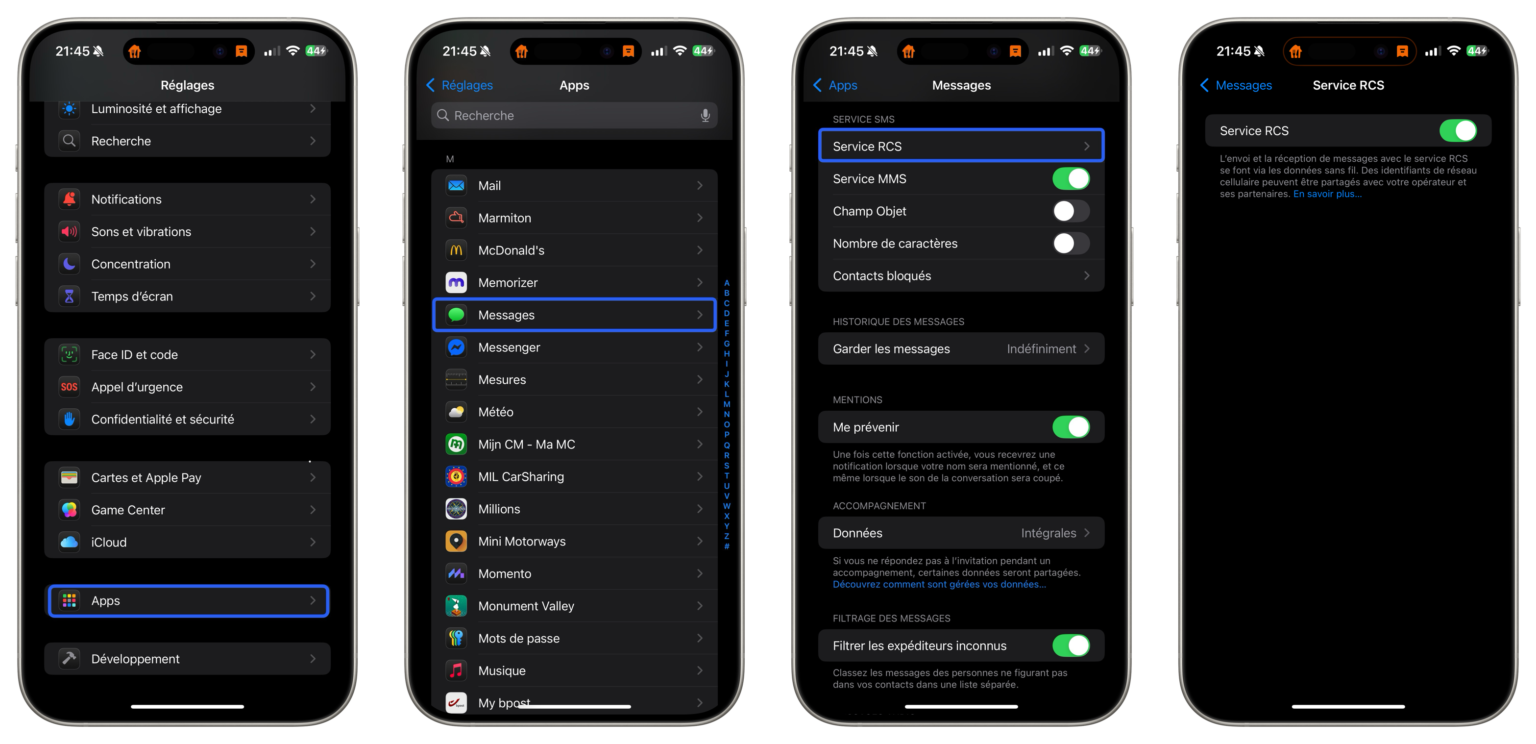 Comment activer les messageries RCS sur votre iPhone - Belgium iPhone